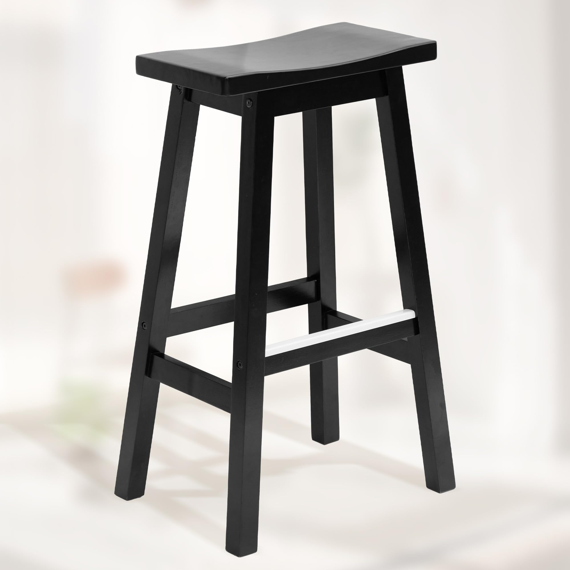 Bar Stools Set of 2, 30 Inch Counter Height Bar Stools with Footrest, Solid Wooden Frame Bar Stools for Kitchen Counter, Backless Farmhouse Bar Stool Counter Stool, Breakfast Barstool Set of 2
