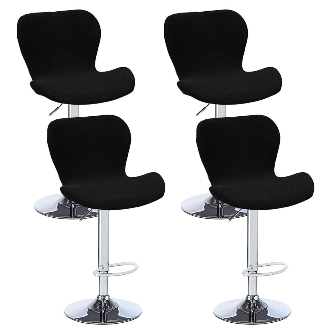 Bifaunvogel Counter Height Bar Chairs Cover Set of 4 Jacquard Swivel Bar Stools Slipcovers Stretchable Swivel Barstools Chair Covers Protector for Home Kitchen Bar Cafe Black