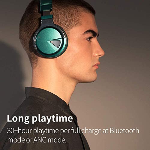 meidongg Active Noise Cancelling Bluetooth Wireless Over Ear Headphones with Mircophone, 30H Playtime,Deep Bass, Comfortable Protein Earpads, for Travel, Home, Office (Dark Green)