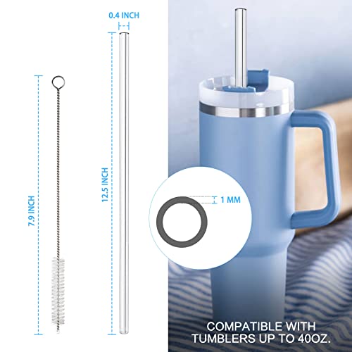 8 Pack Replacement Straws Compatible with Stanley Adventure Travel Tumbler, Reusable Plastic Straws with Cleaning Brush, Compatible with Stanley 40 oz Cup Accessories（12.5inch Long） (8 Pack)