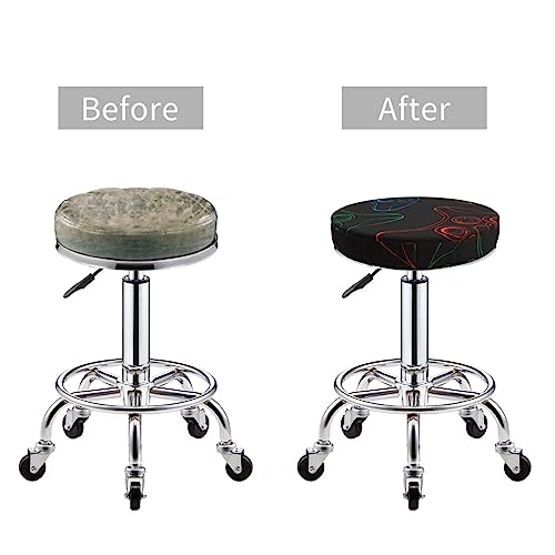 Mosytuky 14 Inch Padded Round Bar Stool Cover Cushion with Elastic Fabric Round Chair Seat Cushion for for Dining Room Office Salon Kitchen - Gamepad Joystick Game