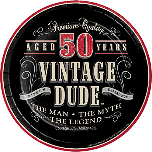 Creative Converting 24 Count Vintage Dude 50th Birthday Round Dessert Plates