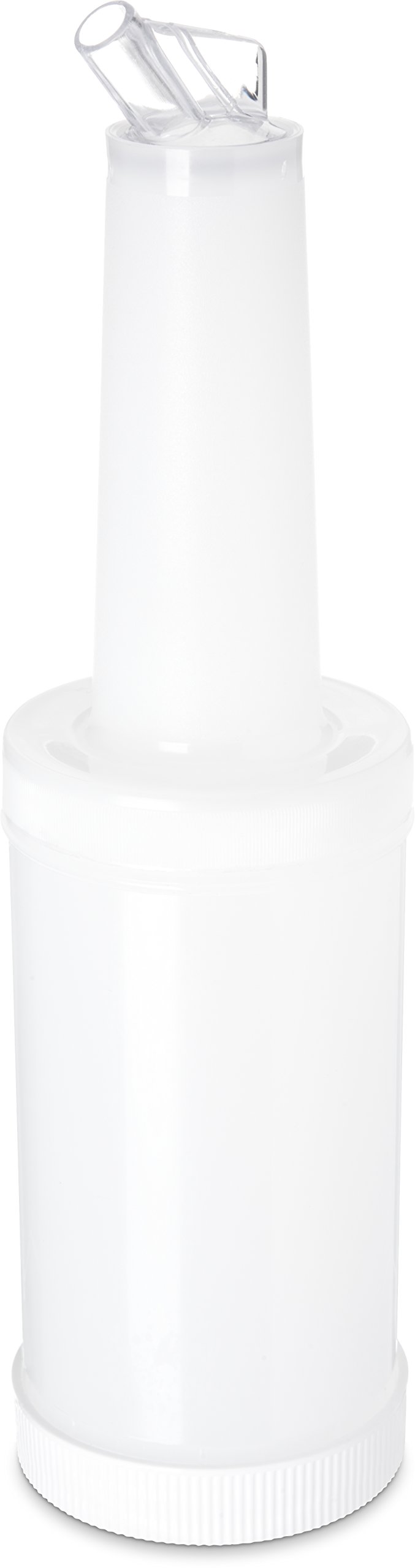 Carlisle FoodService Products Stor N' Pour Complete Quart Set Neck, Container, Cap, And Spout for Bar, Kitchen, And Restaurants, Plastic, 1 Quart, White