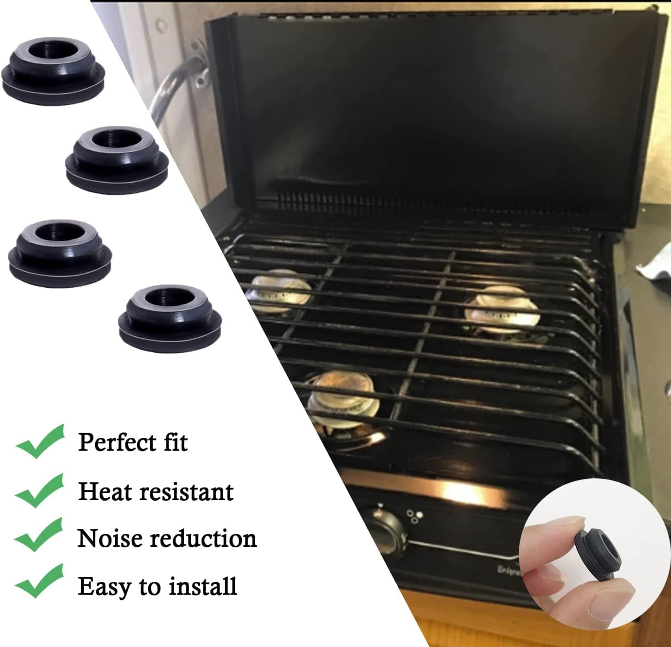 HABIIID RV Stove Top Grommet Kit for Black Furnace Grommet Protective Rubber Grommet Assortment Kit Compatible with Magic Chef Stove Grates 16 Pcs