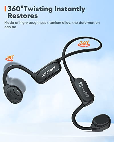 Bone Conduction Headphones, Open Ear Bluetooth Earbuds with Mic, Sweatproof Wireless Bone Conducting Headset, Inductivv Earphones with microphone for Running, Cycling, Gym, Hiking, Driving and Sports