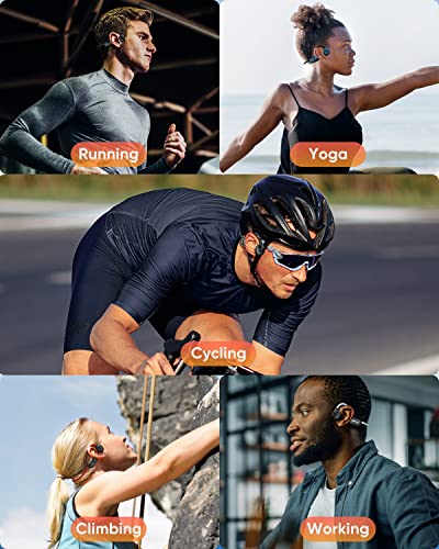 Bone Conduction Headphones, Open Ear Bluetooth Earbuds with Mic, Sweatproof Wireless Bone Conducting Headset, Inductivv Earphones with microphone for Running, Cycling, Gym, Hiking, Driving and Sports