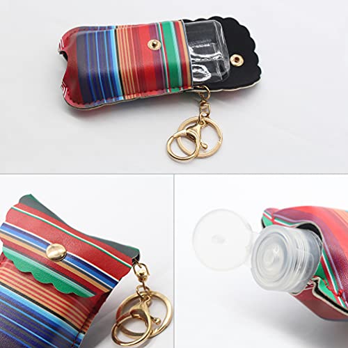 Portable Travel Bottles, Premium Leather Holder with Keychain (color bar)