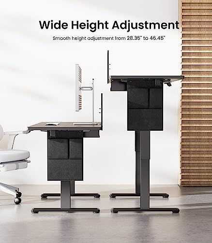 ErGear Electric Standing Desk Adjustable Height with Storage Bag,55 x 24 Inches Sit Stand up Desk, Memory Computer Home Office Desk with Cable Management Tray,DIY Bulletin Board (Black)