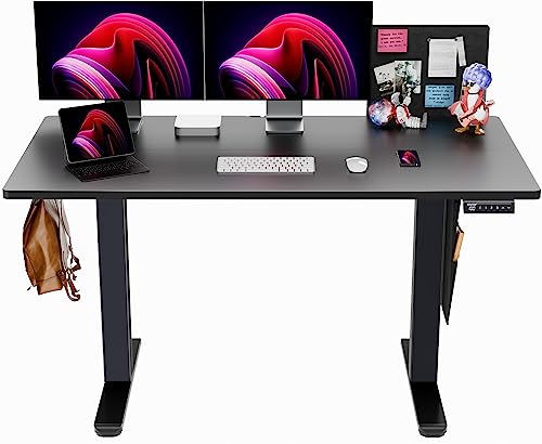 ErGear Electric Standing Desk Adjustable Height with Storage Bag,55 x 24 Inches Sit Stand up Desk, Memory Computer Home Office Desk with Cable Management Tray,DIY Bulletin Board (Black)