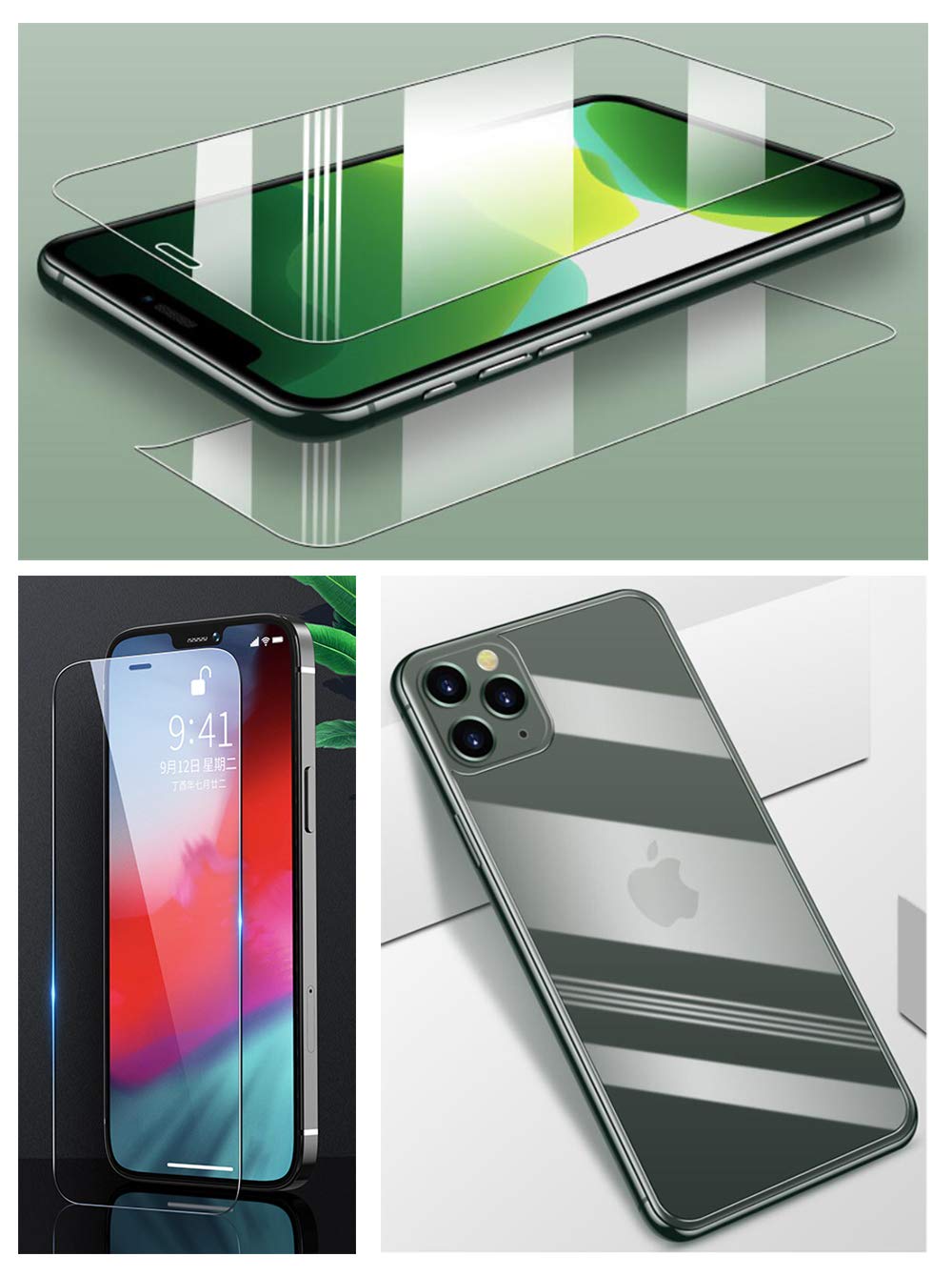 (4-Pack) Tempered Glass Screen Protectors for iPhone 12 Mini 5.4-inch with Back Covers, Akwox 9H Front Screen Protector and Back Screen Protector for iPhone 12 Mini (5.4" Display, 2020)