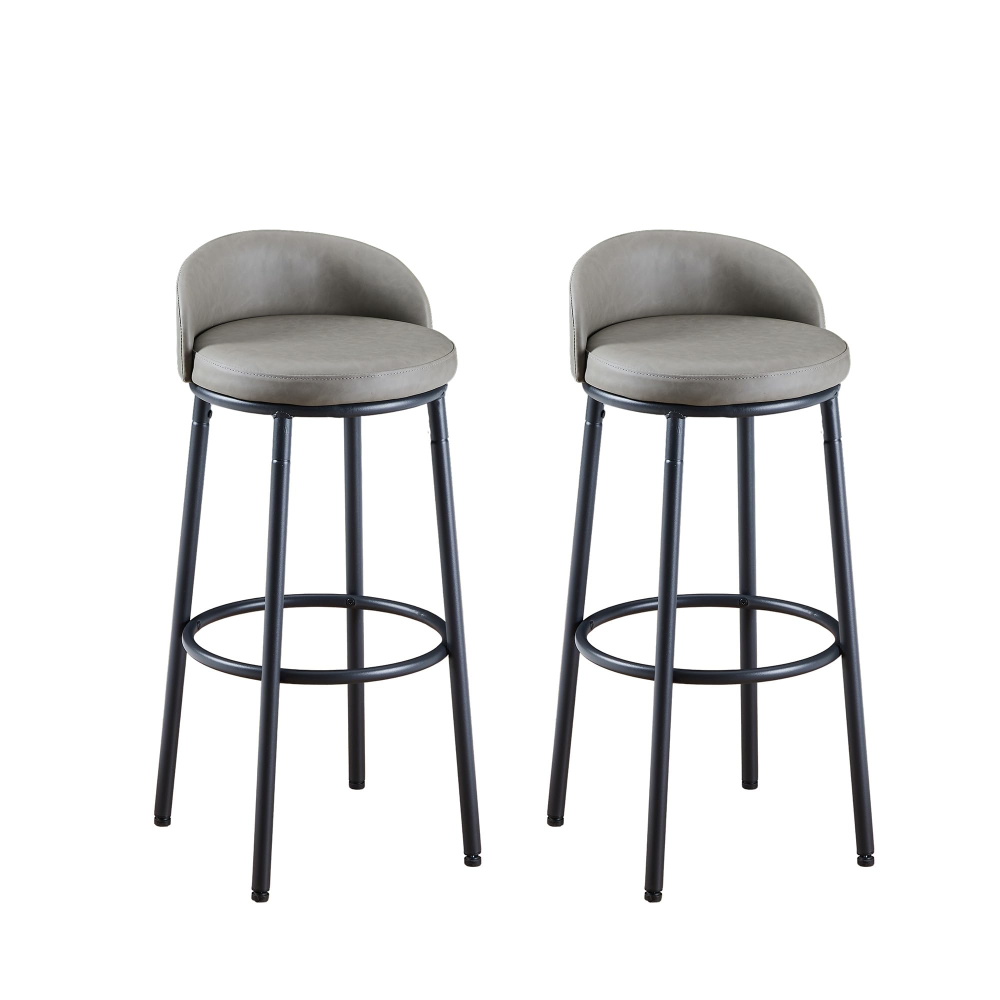 Tiokop Set of 2,Barstools with Back and Footrest,29.3 Inches Tall Seat, Dining Room,Bistro,Modern Armless Kitchen Island Stool,Breakfast Bar Chairs,Solid and Stable,Grey and Black