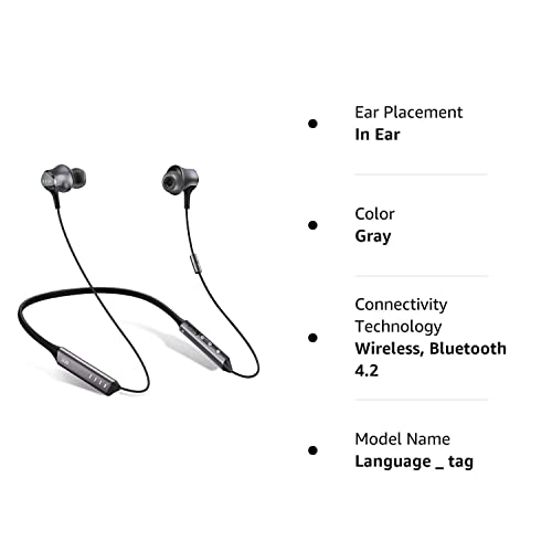 Digital Noise Cancelling Earbuds- FIIL Wireless Neckband Headphones, Premium Sound with Balanced Armature Knowles Driver, Monitoring Mode, in-Ear Bluetooth Earphones for iPhone and Android