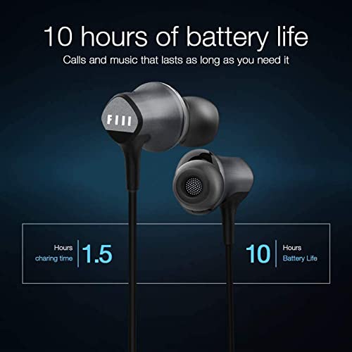 Digital Noise Cancelling Earbuds- FIIL Wireless Neckband Headphones, Premium Sound with Balanced Armature Knowles Driver, Monitoring Mode, in-Ear Bluetooth Earphones for iPhone and Android