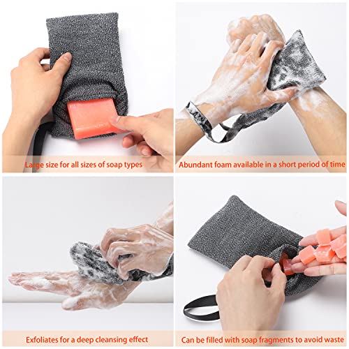 6 Pack Soap Saver Bags and Pads Set, Soap Pocket Exfoliating Soap Saver Pouch for Large Bar Soap or Leftover Bits, Body Scrubber Sponge for Men and Women for Bathing and Showering (6 Pack)