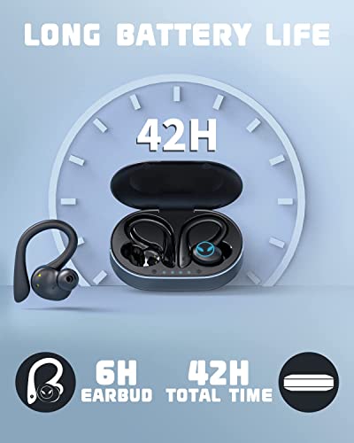 Wireless Earbuds Bluetooth Headphones Sport, Over Ear Wireless Ear buds with Earhooks Bass Sound Built-in Mic Waterproof in Ear Bluetooth Earphones, 2022 ear buds wireless bluetooth eabuds Workout