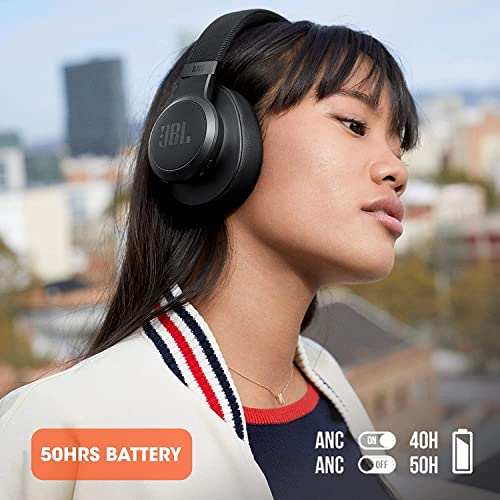 JBL Live 660NC Wireless Over-Ear Noise-Cancelling Headphones Bundle with Carrying Case (Black)