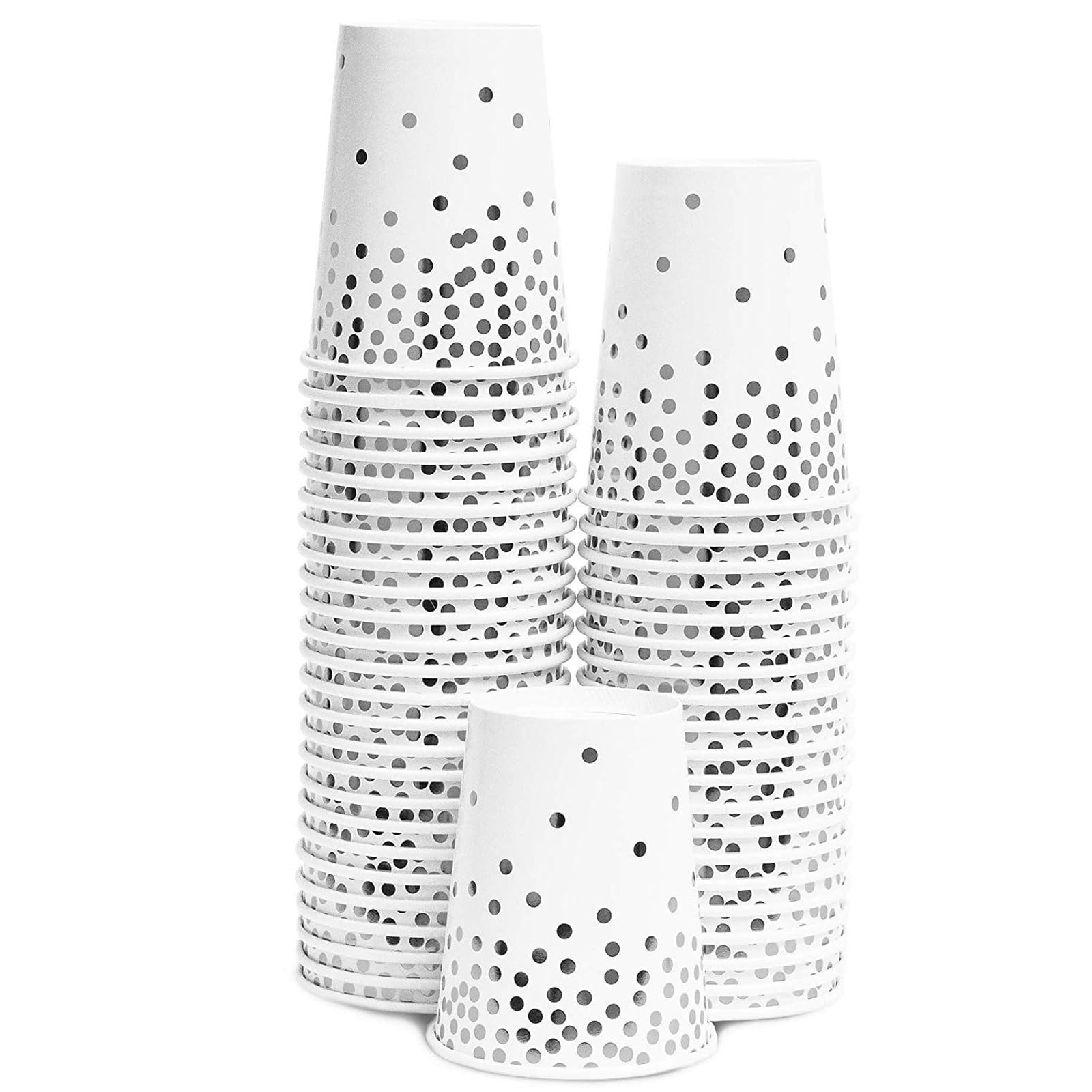 Juvale Serves 50 Silver Party Supplies - 150 Piece Disposable Paper Dinner Plates, Dessert Plates and Cups for Wedding, Birthday Party Table Decorations