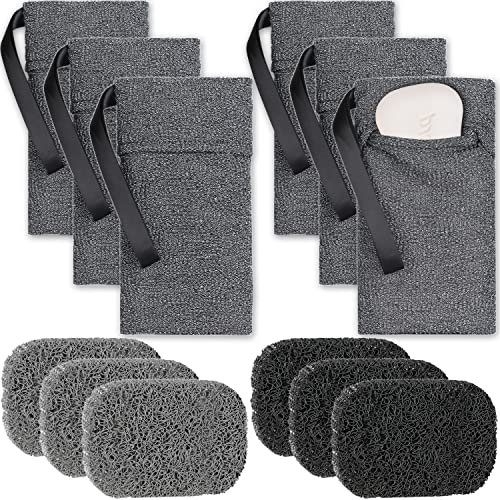 6 Pack Soap Saver Bags and Pads Set, Soap Pocket Exfoliating Soap Saver Pouch for Large Bar Soap or Leftover Bits, Body Scrubber Sponge for Men and Women for Bathing and Showering (6 Pack)