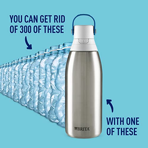 Brita Insulated Filtered Water Bottle with Straw, Reusable, Stainless Steel Metal, 32 Ounce