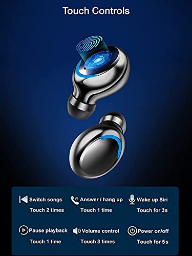 Acuvar Fully Wireless Bluetooth 5.0 Rechargeable IPX7 Waterproof Earbud Headphones with Microphone 100+ Hrs Playtime Case, Powerful Surround Stereo Bass and Passive Noise Cancelling (Black)