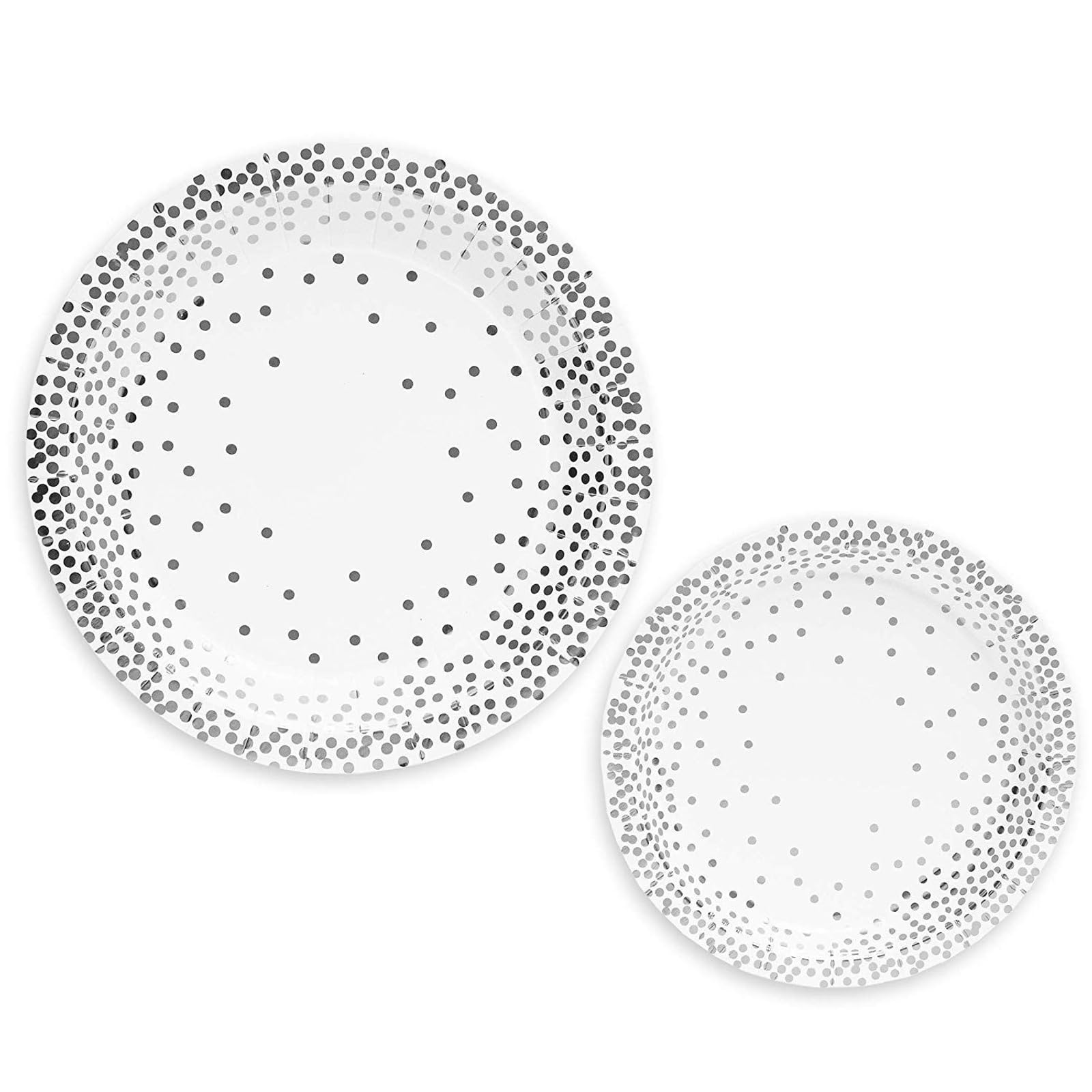 Juvale Serves 50 Silver Party Supplies - 150 Piece Disposable Paper Dinner Plates, Dessert Plates and Cups for Wedding, Birthday Party Table Decorations