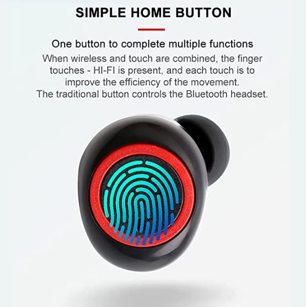 Y50 Bluetooth 5.2 Wireless Earbuds with Wireless Charging Case IPX8 Waterproof Stereo Headphones in Ear Built in Black