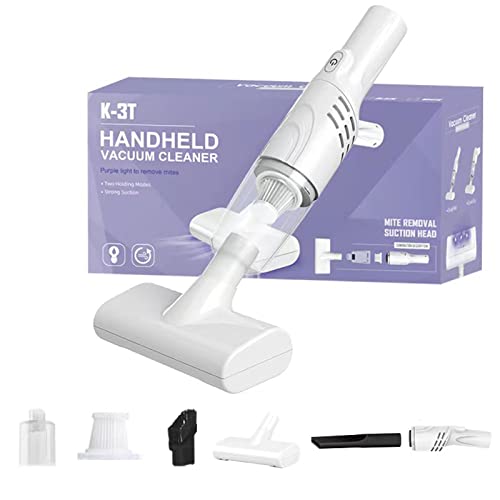 Dianli Cordless Vacuum Cleaner with 30 Mins Long Runtime, Powerful Suction,Lightweight Cordless Mattress Vacuum Cleaner, Portable Handheld Lazy Home Vacuum Cleaner, for Bed, Sofa, Carpet, Car (White)