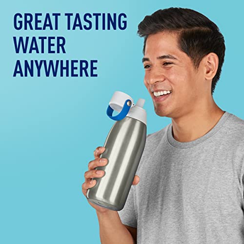 Brita Insulated Filtered Water Bottle with Straw, Reusable, Stainless Steel Metal, 32 Ounce