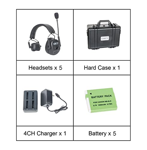 Came-TV Kuminik8 Wireless Intercom Headset Full Duplex Distance up to 1500ft (450 Meters) with Hardcase Single Ear (5-Pack)
