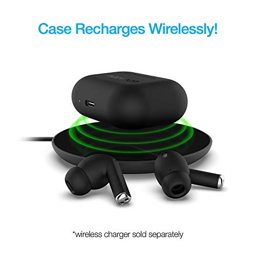 Naztech Xpods PRO True Wireless BT 5.0 Earbuds w/Portable Wireless Charging Case, Noise Cancelling Mic, Comfortable Design for Commute, Home Office, Sports, Jogging (Black)