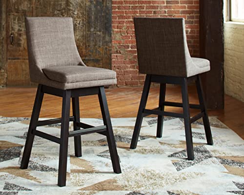 Signature Design by Ashley Tallenger 30" Upholstered Swivel Pub Height Barstool, Set of 2, Light Gray