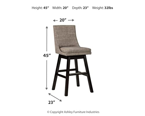 Signature Design by Ashley Tallenger 30" Upholstered Swivel Pub Height Barstool, Set of 2, Light Gray