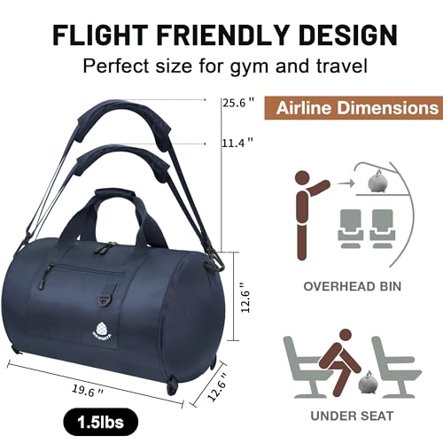 Densata Travel Duffle Bag, 80L Sports Gym Bag Expandable Duffle Backpack Weekender Overnight Bag Carry on Bag