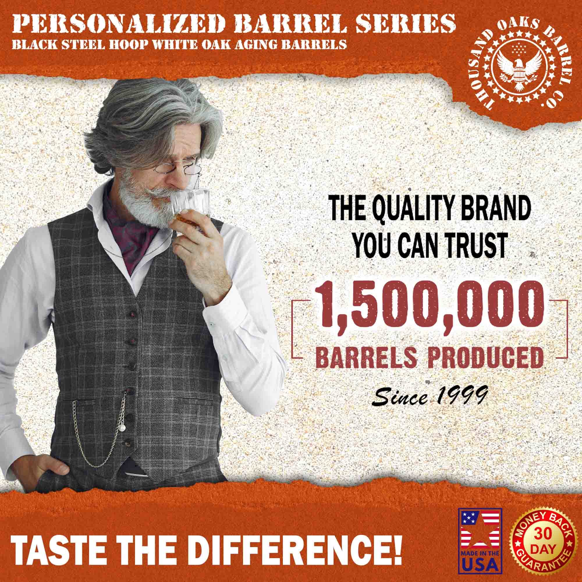 Personalized 20 Liter Oak Aging Barrel (5 gallon) with Stand, Bung and Spigot | Age Cocktails, Bourbon, Rum, Tequila, Beer, Wine and More! | Laser Engraved P5 Custom Whiskey Barrel Design