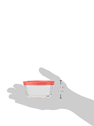 Pyrex Simply Store 1-Cup Single Glass Food Storage Container with Lid, Non-Pourous Glass Round Meal Prep Container with Lid, BPA-Free Lid, Dishwasher, Microwave, Oven and Freezer Safe