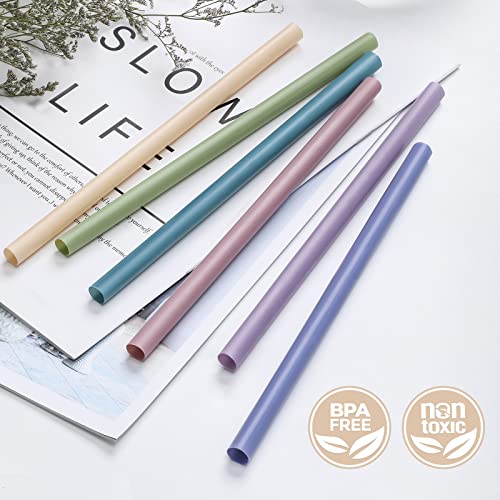 100 Pcs Jumbo Smoothie Straws, Disposable Wide Plastic Drinking Straws, Colorful Plastic Straws for Milkshakes, Smoothies, Boba, Bubble Tea, Ice Coffee - 8.5"L, 0.4" D