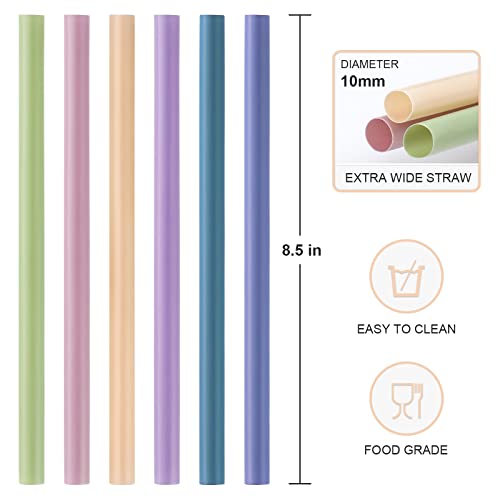 100 Pcs Jumbo Smoothie Straws, Disposable Wide Plastic Drinking Straws, Colorful Plastic Straws for Milkshakes, Smoothies, Boba, Bubble Tea, Ice Coffee - 8.5"L, 0.4" D