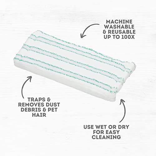 Quick Shine Hardwood Floor Luster 64oz, 2Pk & Hard Surface Floor Mop Refill Pad 12" Wx6 Dx1/2 H | Washable & Reusable | Scoops, Lifts & Traps Dirt & Debris