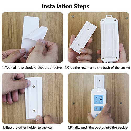 8 Pcs Adhesive Punch-Free Socket Holder - 【New Version】 Self-Adhesive Desktop Socket Fixer, Cable Management Punch Free Surge Protector, Desktop Mobile Plug-in Socket Fixer Bracket Stand (A-8Pcs)