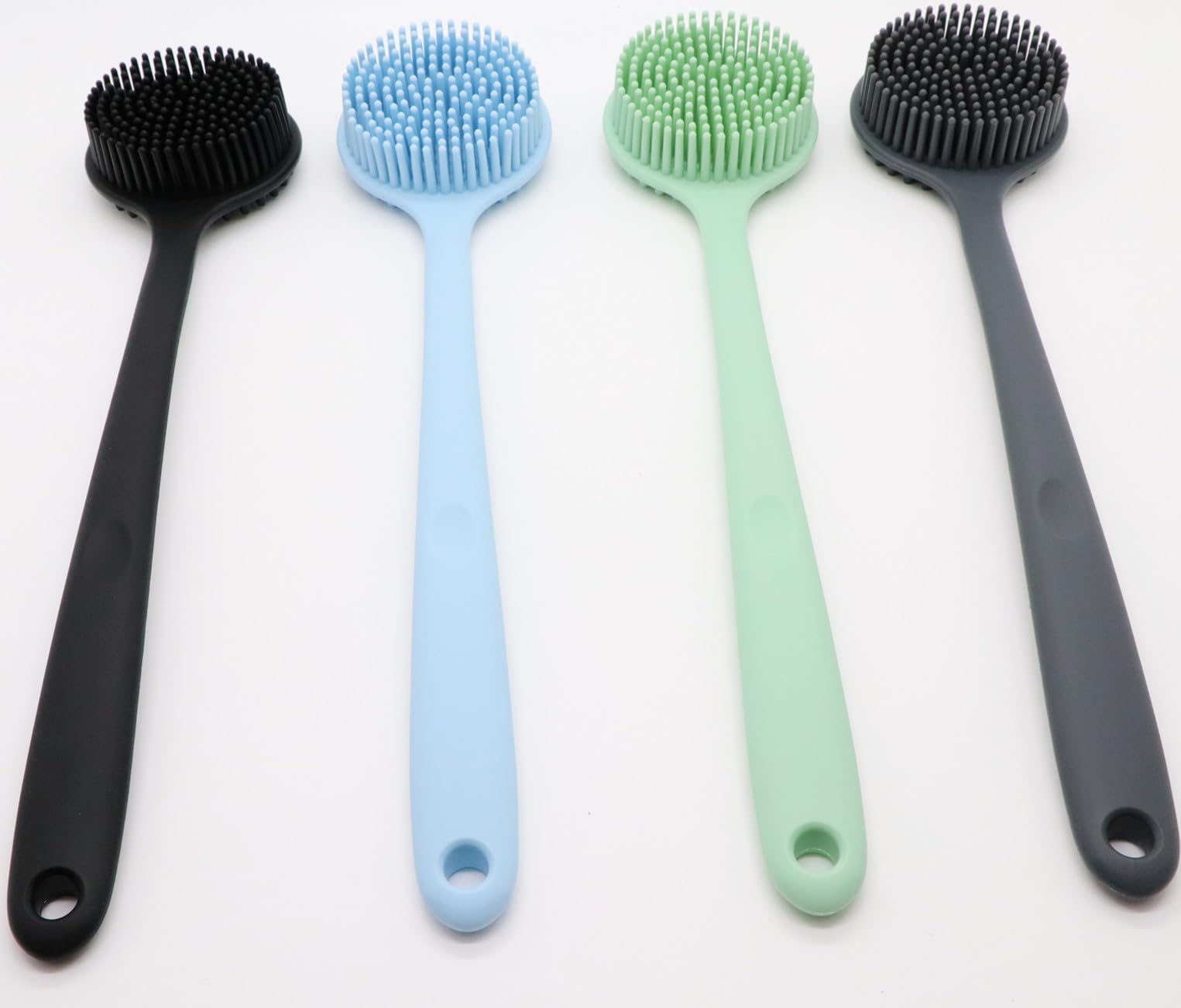 Cinlitek Silicone Body Scrubber, Long Handle Back Scrubber for Shower Brush,Exfoliating Body Scrubber, Shower Scrubber for Body Brush, Soft Silicone Bath Brush for Men,Women&Kids,with a Free Hook