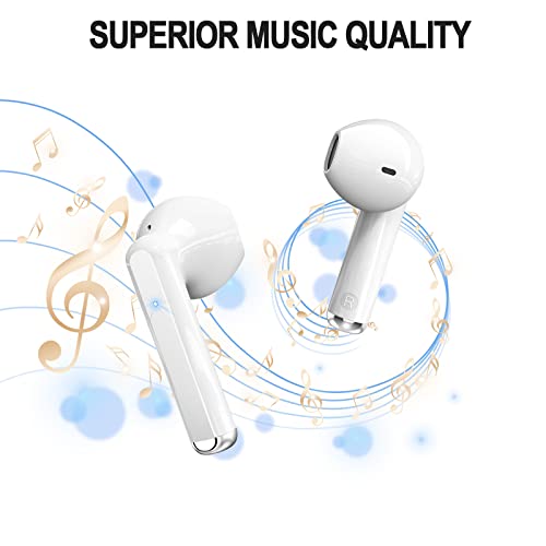 xinwld Wireless Earbuds, Bluetooth 5.3 Headphones with 4 Mics, Wireless Headphones ENC Noise Cancelling Earbuds, Ear Buds Wireless Bluetooth Earbuds,25H Playtime Wireless Earphones, LED Display, White