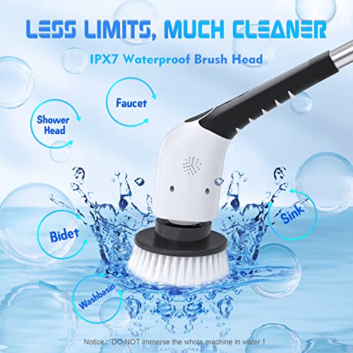 Electric Spin Scrubber, Yirilan 2023 New Cordless Shower Scrubber with 8 Replaceable Brush Heads and Adjustable Extension Handle, Power Cleaning Brush for Bathroom, Kitchen, Car, Tile, Wall, Floor