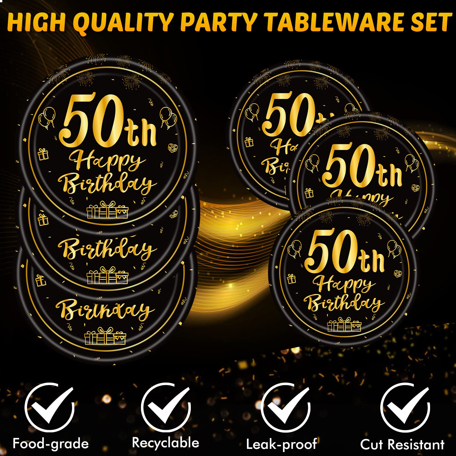 82 Pcs 50th Anniversary Decorations 50th Birthday Decorations Back in 1973 50th Wedding Anniversary Party Supplies Disposable Tableware set Plates Napkins Forks Table Covers Supplies for Men