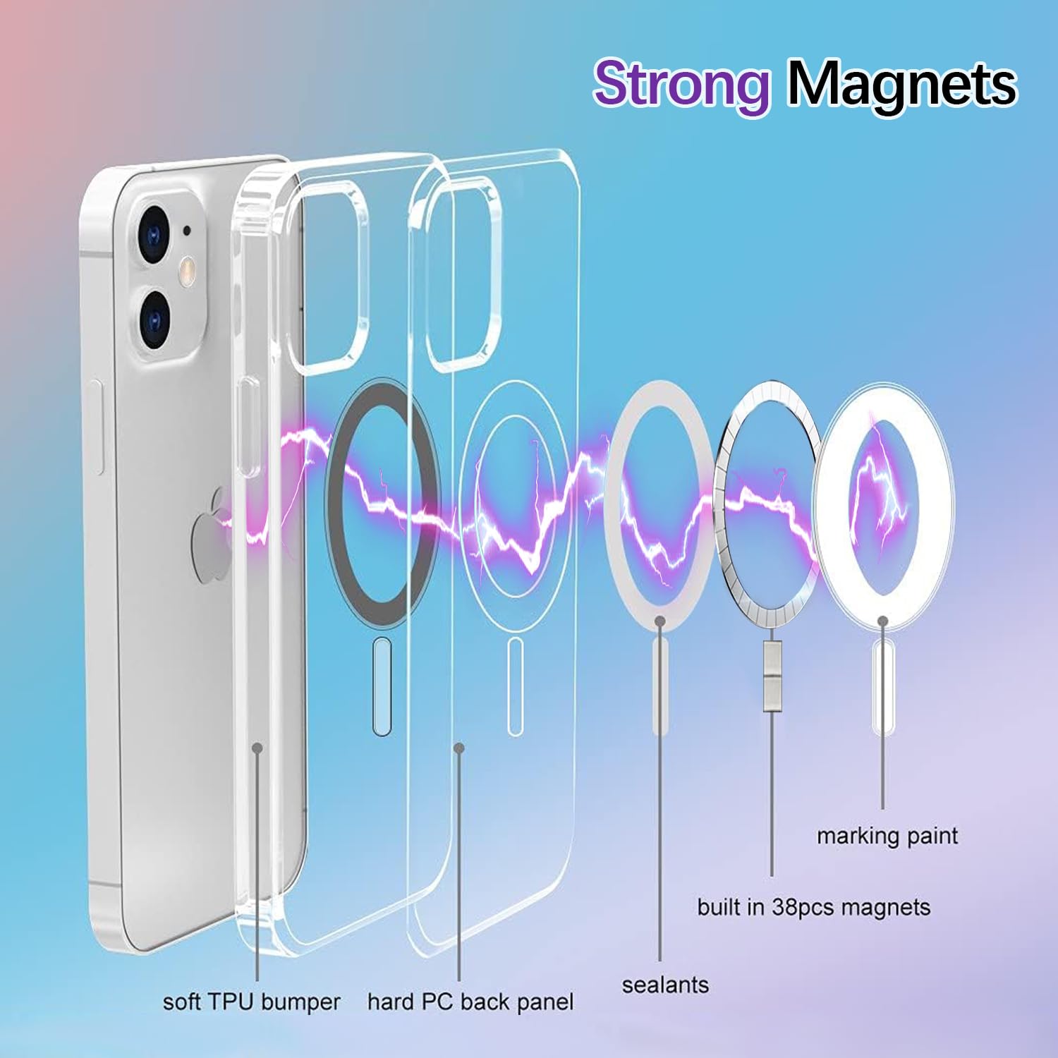 KMERUOTR Magnetic Case Compatible with iPhone 12 Mini Case Glitter - Compatible with MagSafe Charger Phone Case for Women Girls, Full-Body Shockproof Protective Case Cover for iPhone 12 Mini 5.4 Inch