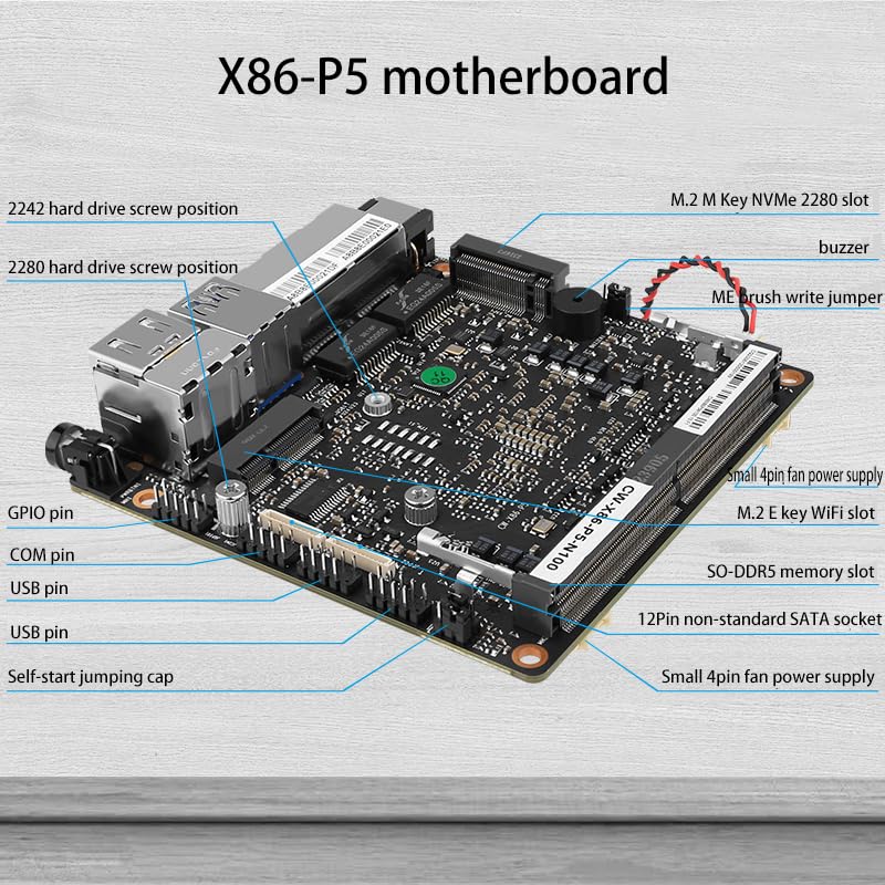 CWWK X86 P5 Fanless Mini PC Firewall Router 12th Gen Intel N100(Up to 3.40GHz) DDR5 4800MHz 2X i226-V 2.5G LAN HDMI2.1 Proxmox Server, No RAM NO SSD