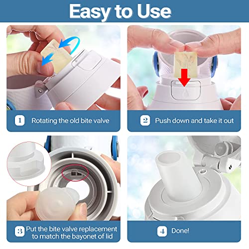 SelfTek 4 Pack Bite Valve Replacement Compatible with Brita Filter Water Bottle & Brita Stainless Steel Water Bottle, Silicone Water Bottle Mouthpiece Replacement Parts for Brita Bottle