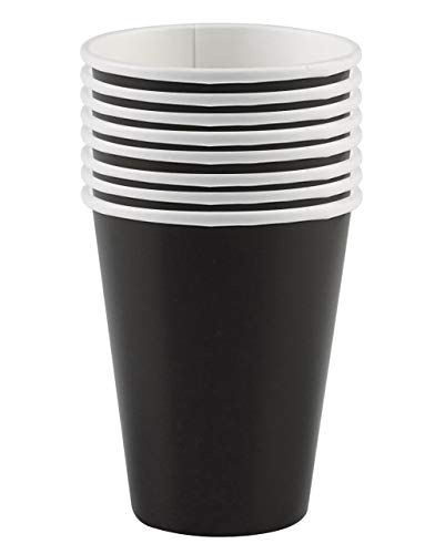 Amscan Durable Party Paper Cups, 9 oz, Jet Black, 12 Each