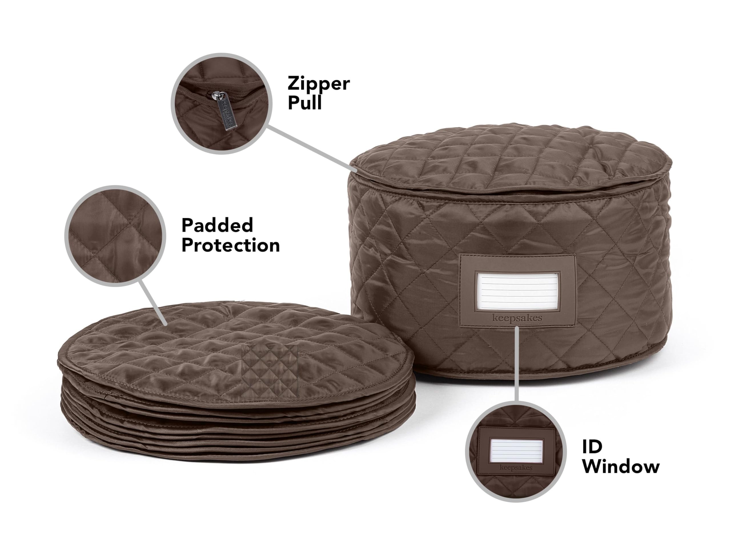 Covermates Keepsakes - Dish Storage - Padded Protection - ID Window - Stain Resistant - Machine Washable - China Storage, Bronze