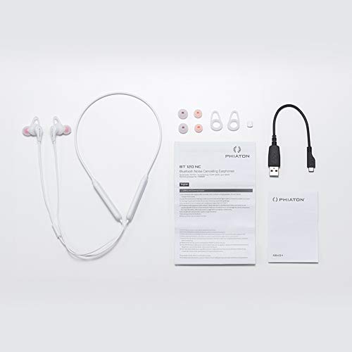 Phiaton BT 120 NC Qualcomm Bluetooth Wireless Active Noise Cancelling Earbuds β Neckband Headphones with Inline Control and Microphones, BT Earphones with Noise Cancellation and IPX4 Water Resistant