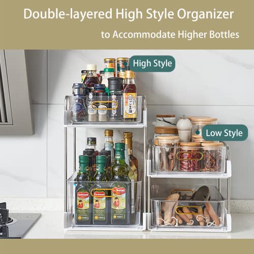 ILIKUHOME Under Sink Organizers and Storage, 2-Tier Clear Organizer with Sliding Drawers, Muti-purpose Pull Out Organizers for Bathroom, Kitchen, Pantry, Makeup, Office, High Style